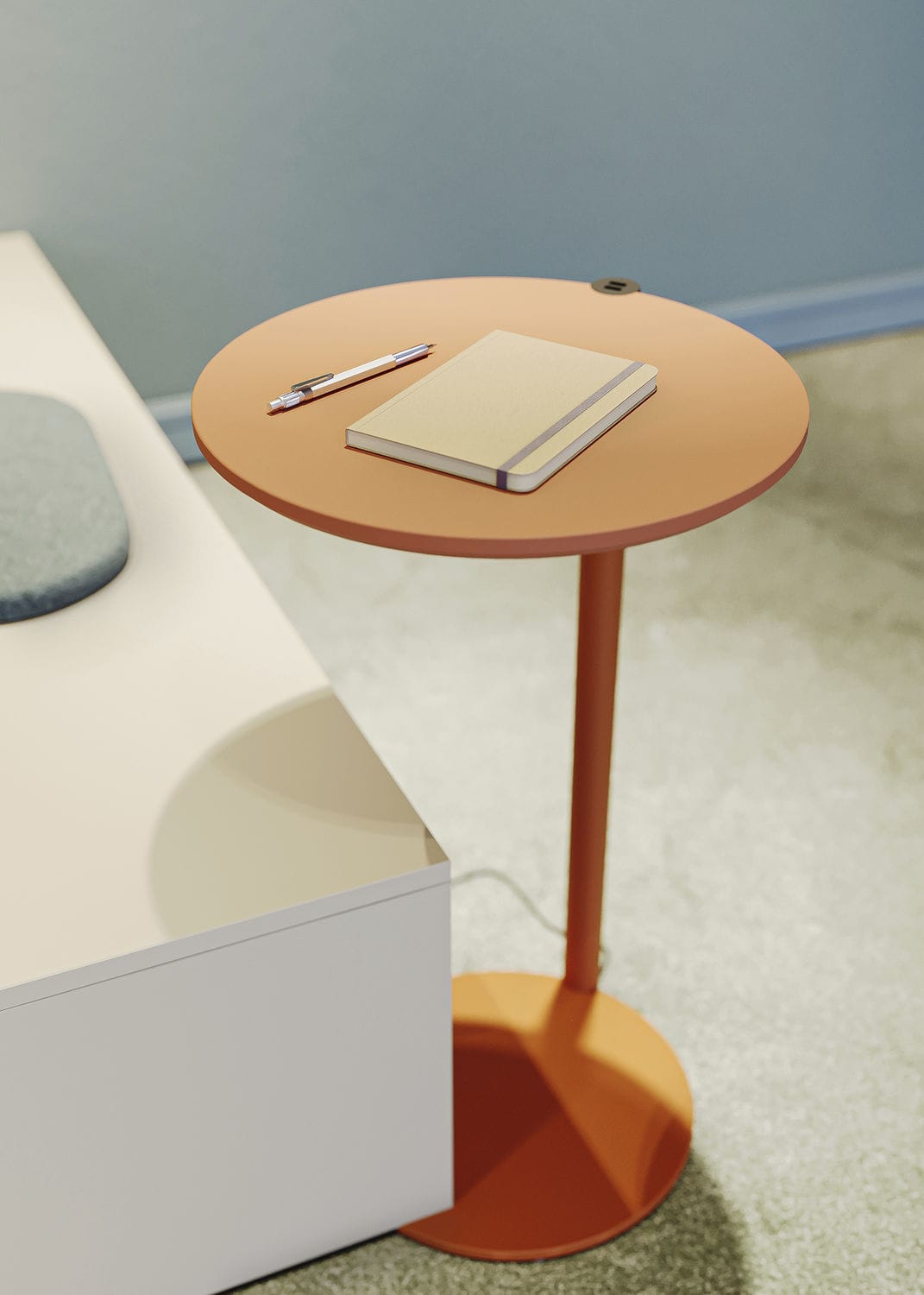 Contemporary side table - DROPS - Balma - MDF / metal base / round