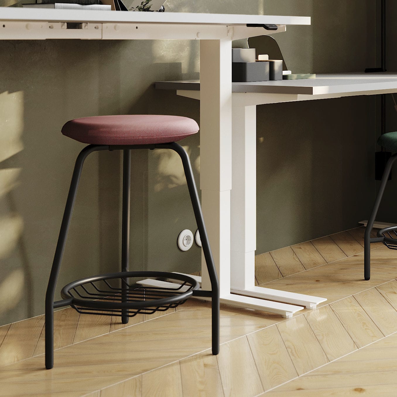 Contemporary bar stool - Pung - Balma - fabric / metal base / 3-legged