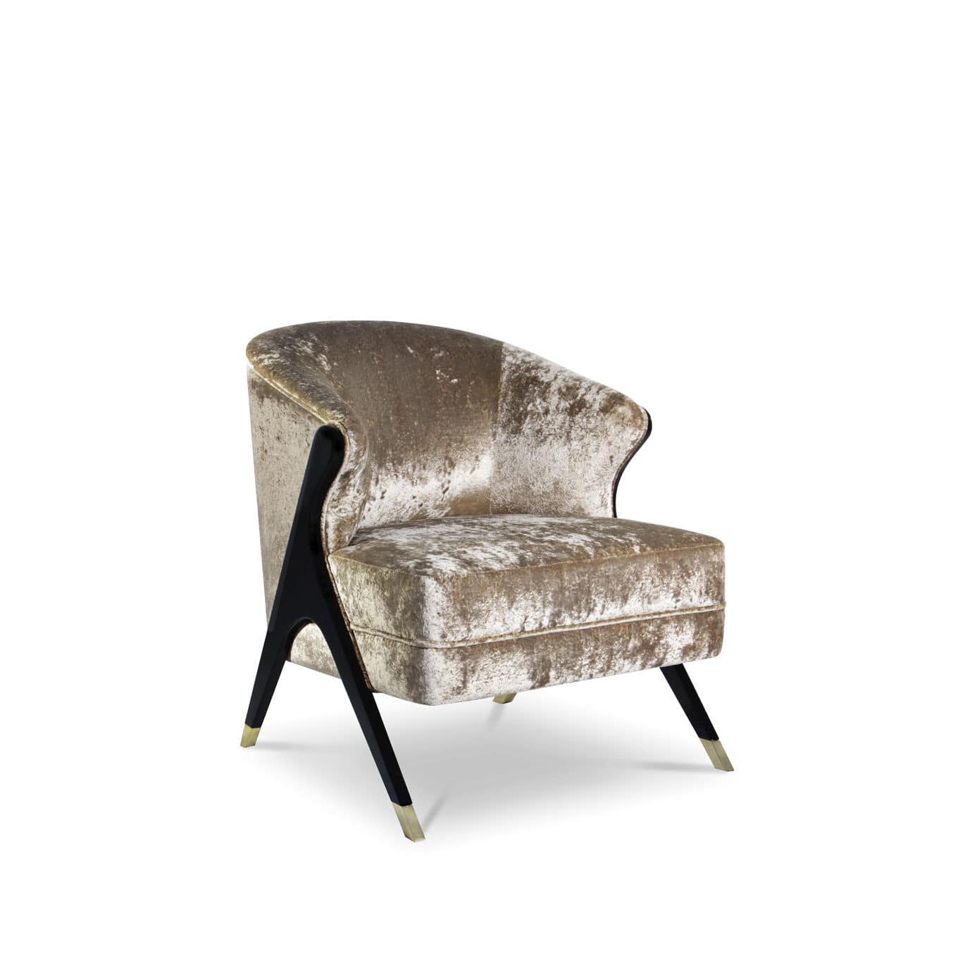 Traditional armchair - NAOMI - KOKET Love Happens - velvet / wooden / beige