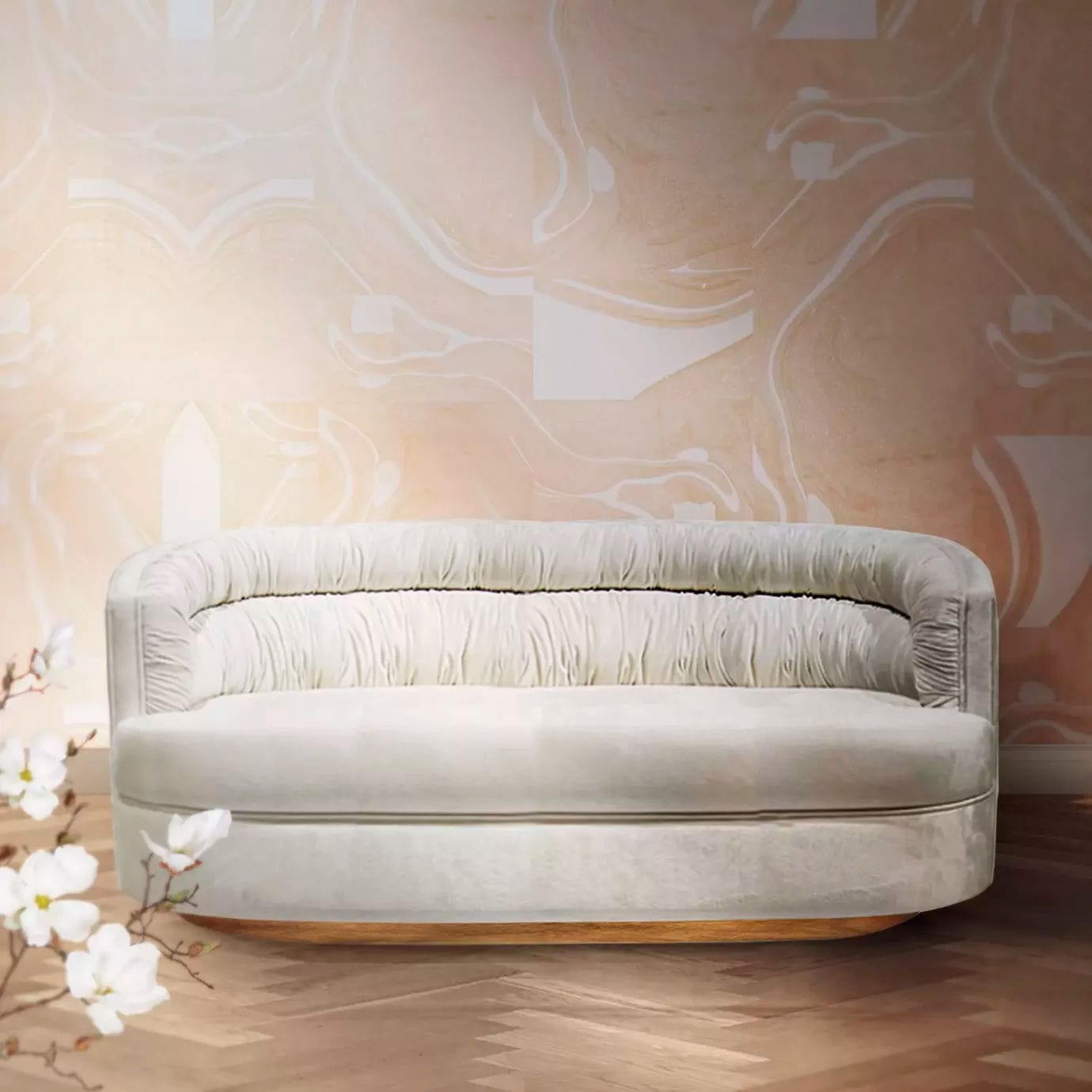Traditional sofa - COCKTAIL - KOKET Love Happens - white / fabric / wooden