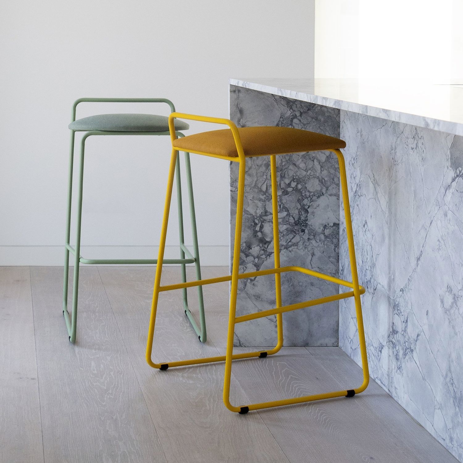 Contemporary bar stool - FIO - Branca-Lisboa - fabric / lacquered metal ...