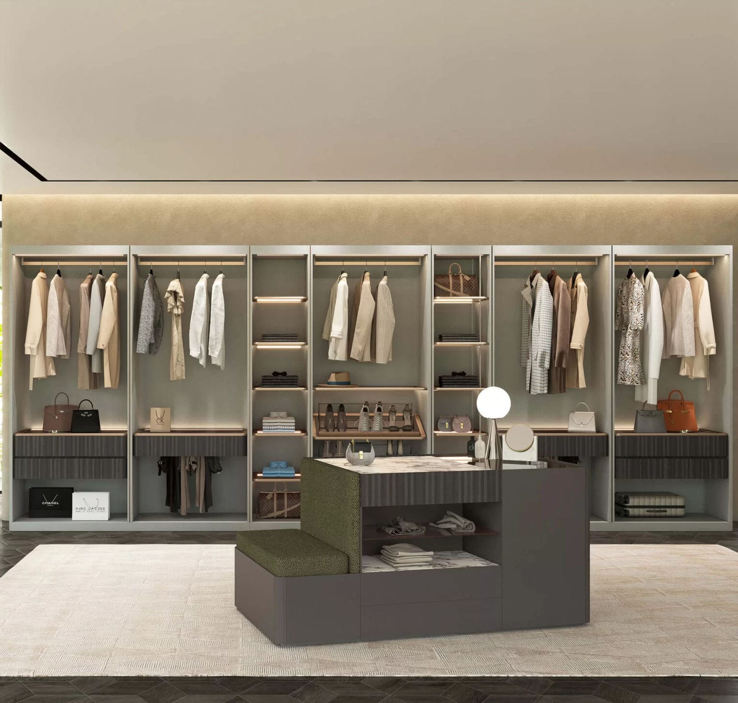 Contemporary walk-in wardrobe - Oscar - Presotto - wooden / with built ...