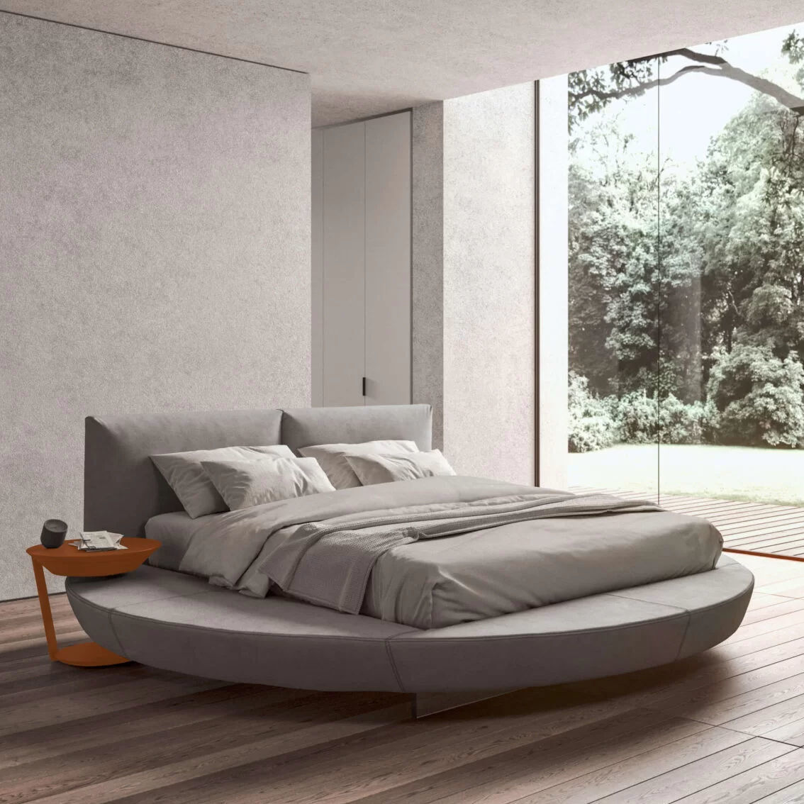 Round bed - Zero - Presotto - double / contemporary / upholstered