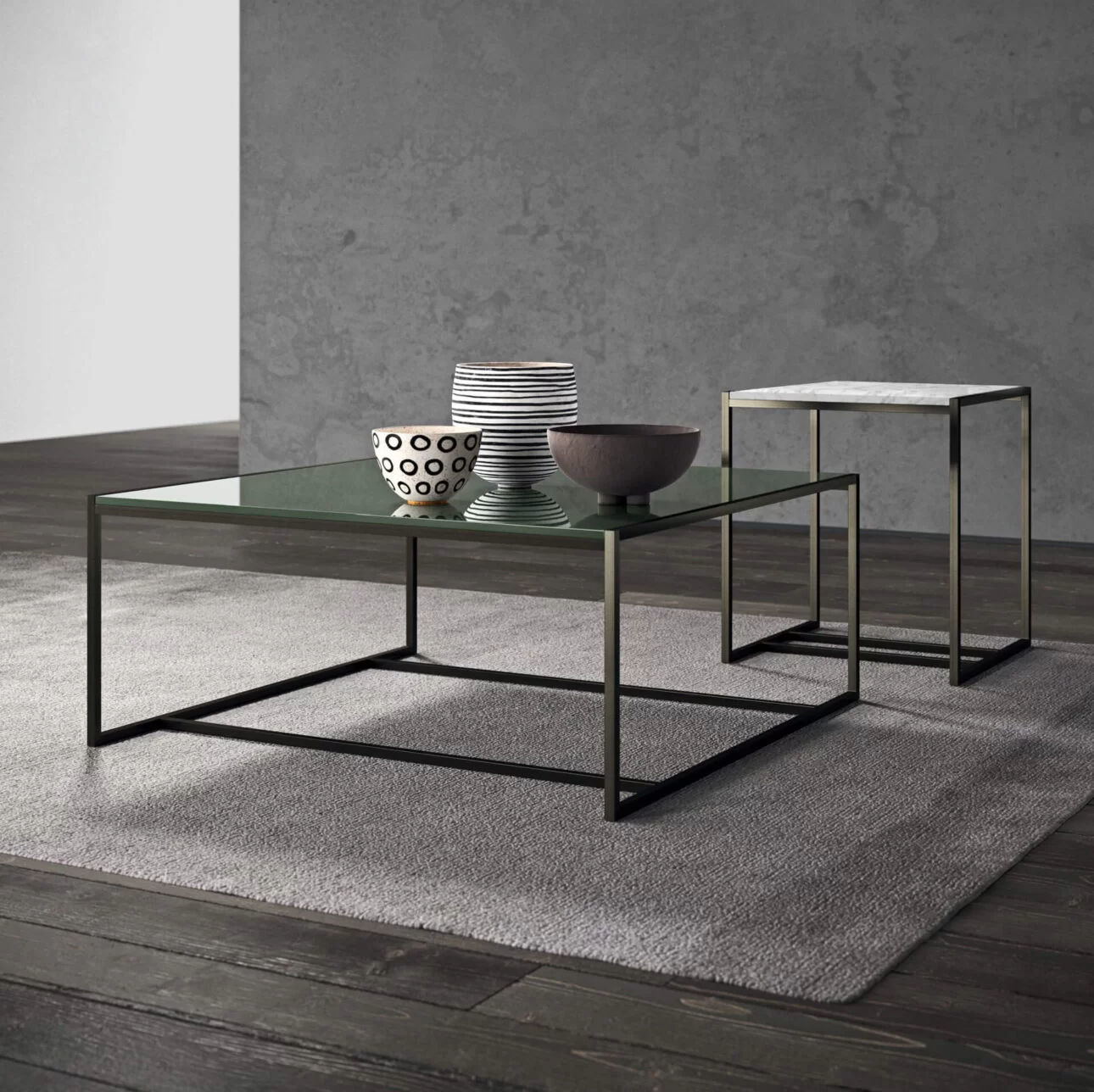 Contemporary coffee table - Eulero - Presotto - lacquered glass / matte ...