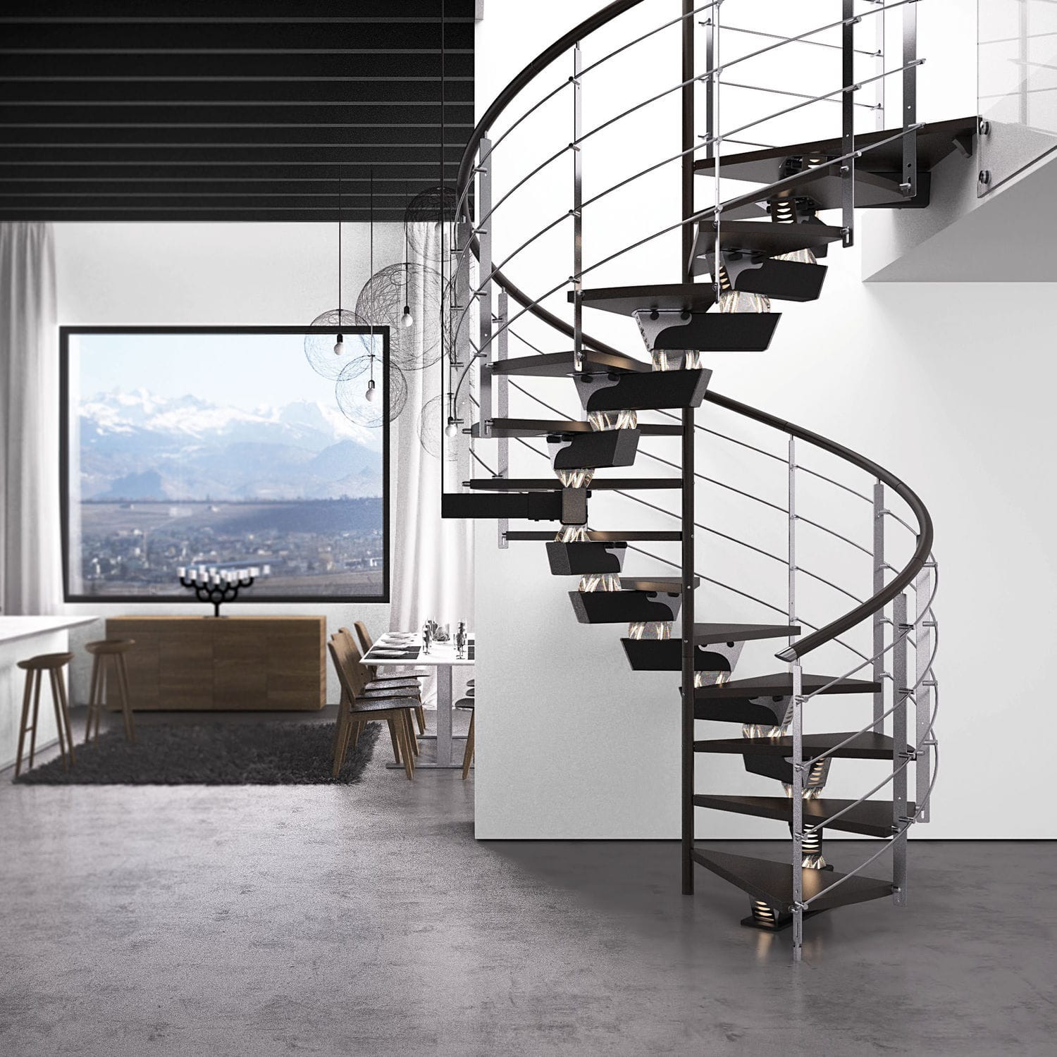 Spiral staircase - KNOCK - RINTAL - wooden step / laquered steel frame ...