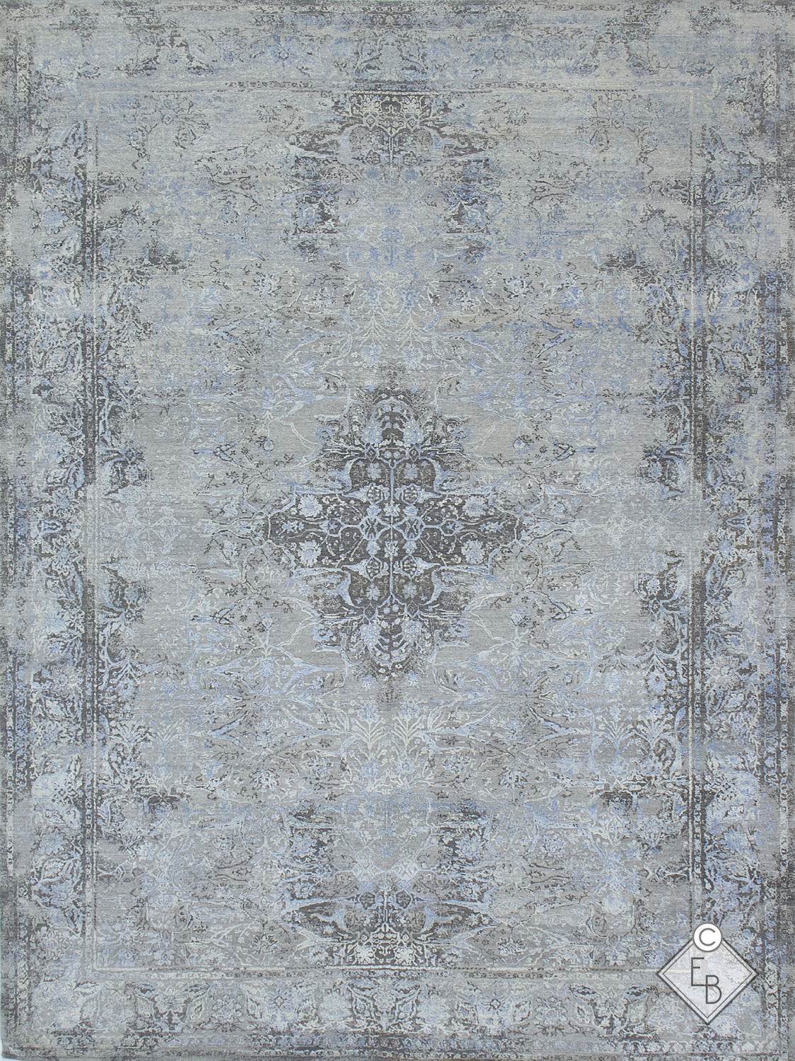 Traditional rug - DARIA GREY BLUE - Edition Bougainville - patterned ...