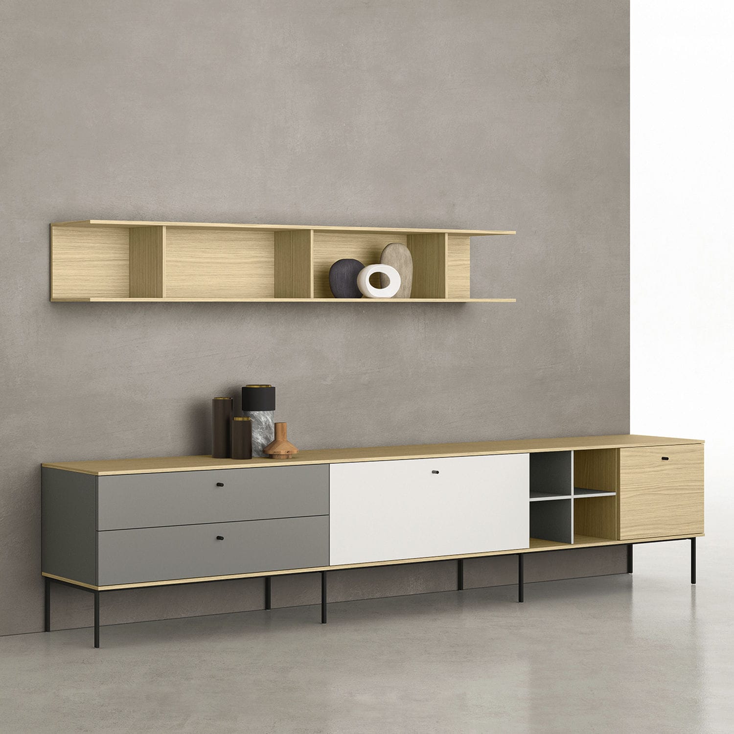 Wall-mounted sideboard - ZALF spa - contemporary / melamine / with shelf
