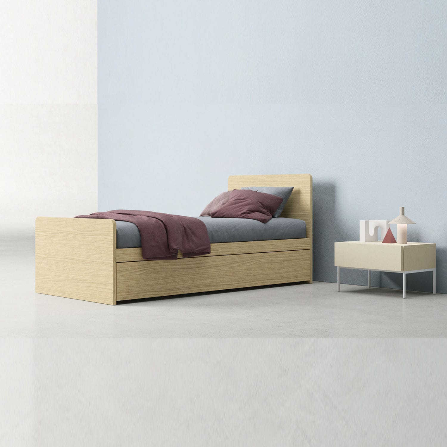 Single bed - RADIUS - ZALF spa - contemporary / with headboard / melamine
