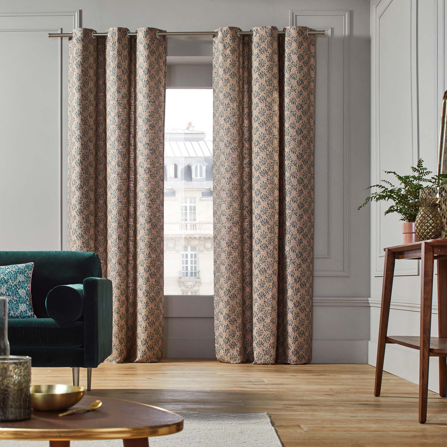 Patterned curtain - SIDONY - MADURA - eyelet / linen / viscose