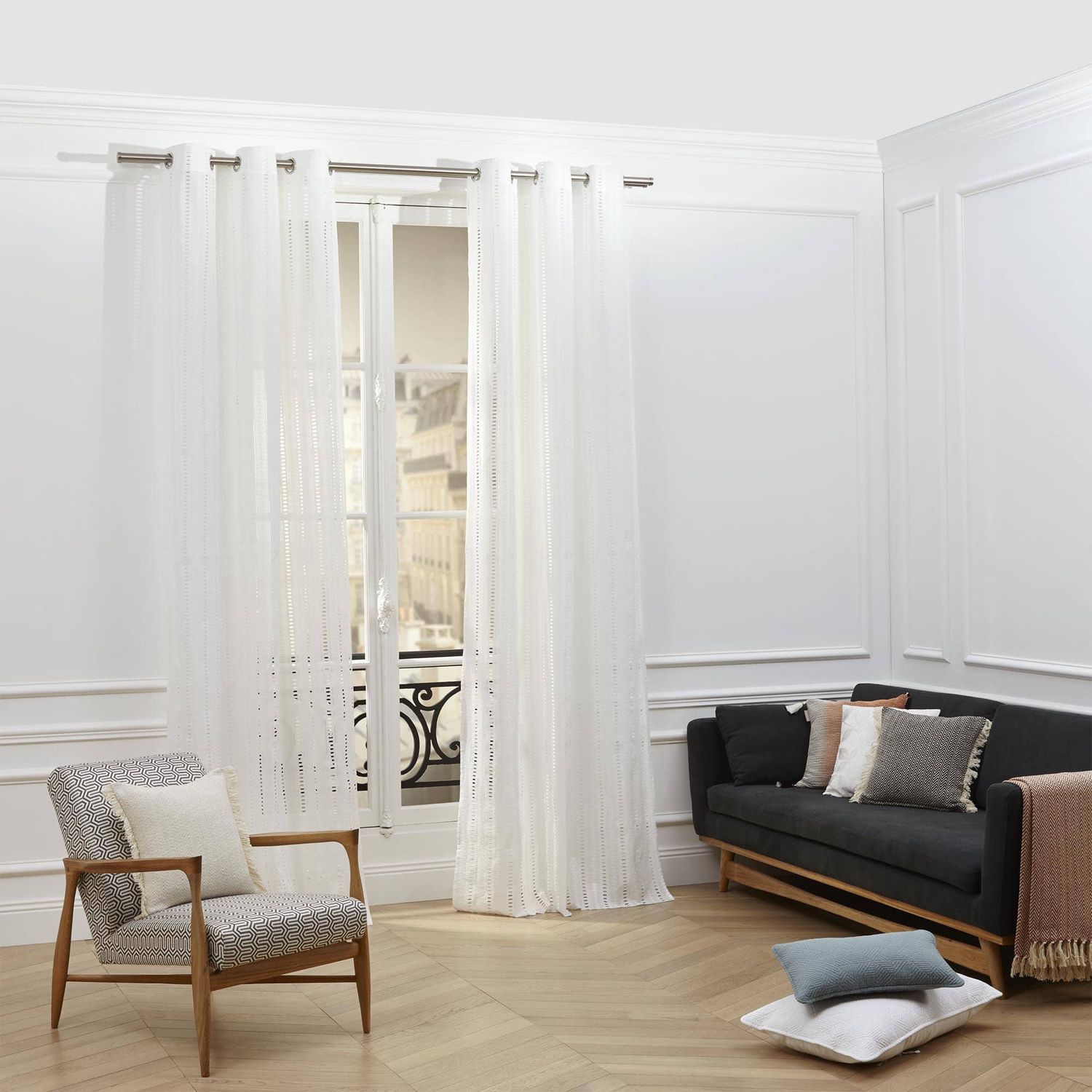 Plain sheer curtain fabric - MARLOW - MADURA - cotton / washable / home