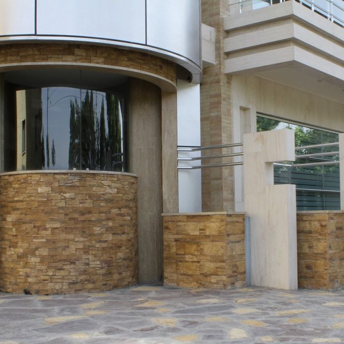 Concrete wall cladding - CLASSIC : HIGHLAND BLEND AMBER - Mathios SA ...