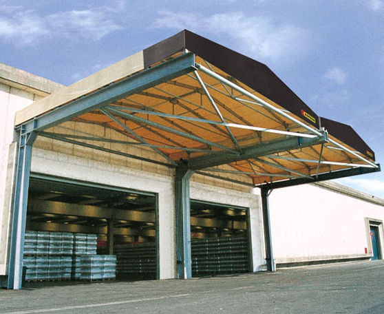 Canopy for commercial buildings - INDUSTRIAL - KOPRON - metal / fabric ...
