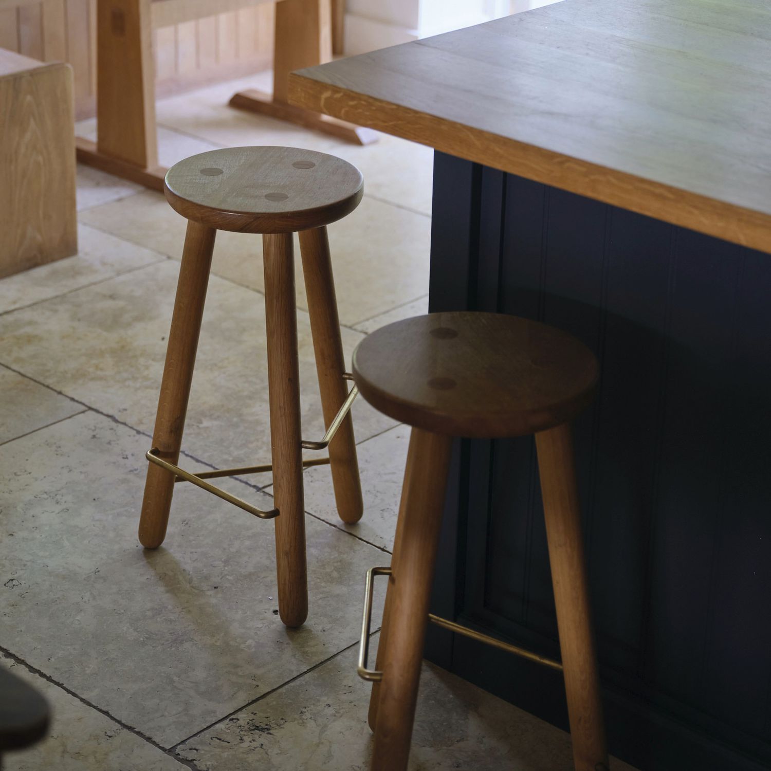 Contemporary bar stool - One - ANOTHER COUNTRY - oak / ash / oak base