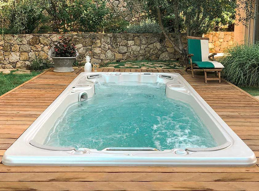 Built-in swim spa - 14AX - Clairazur - rectangular / 4-seater / outdoor