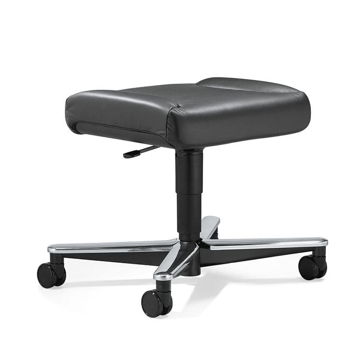 Leather task stool - 81 - Stoll Giroflex - adjustable / on casters / swivel