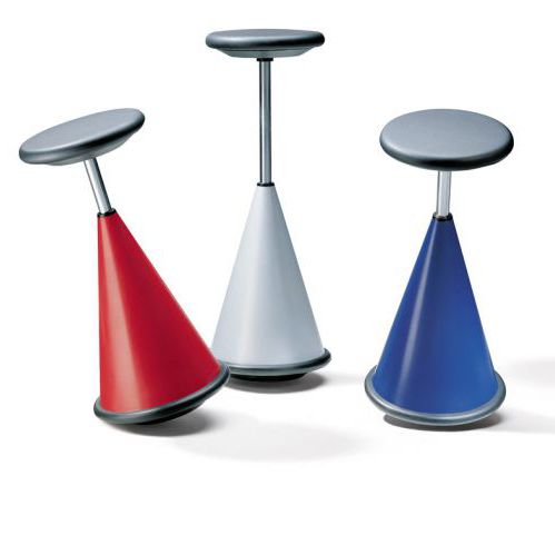 Leather task stool - 10 - Stoll Giroflex - swivel / tilting / red