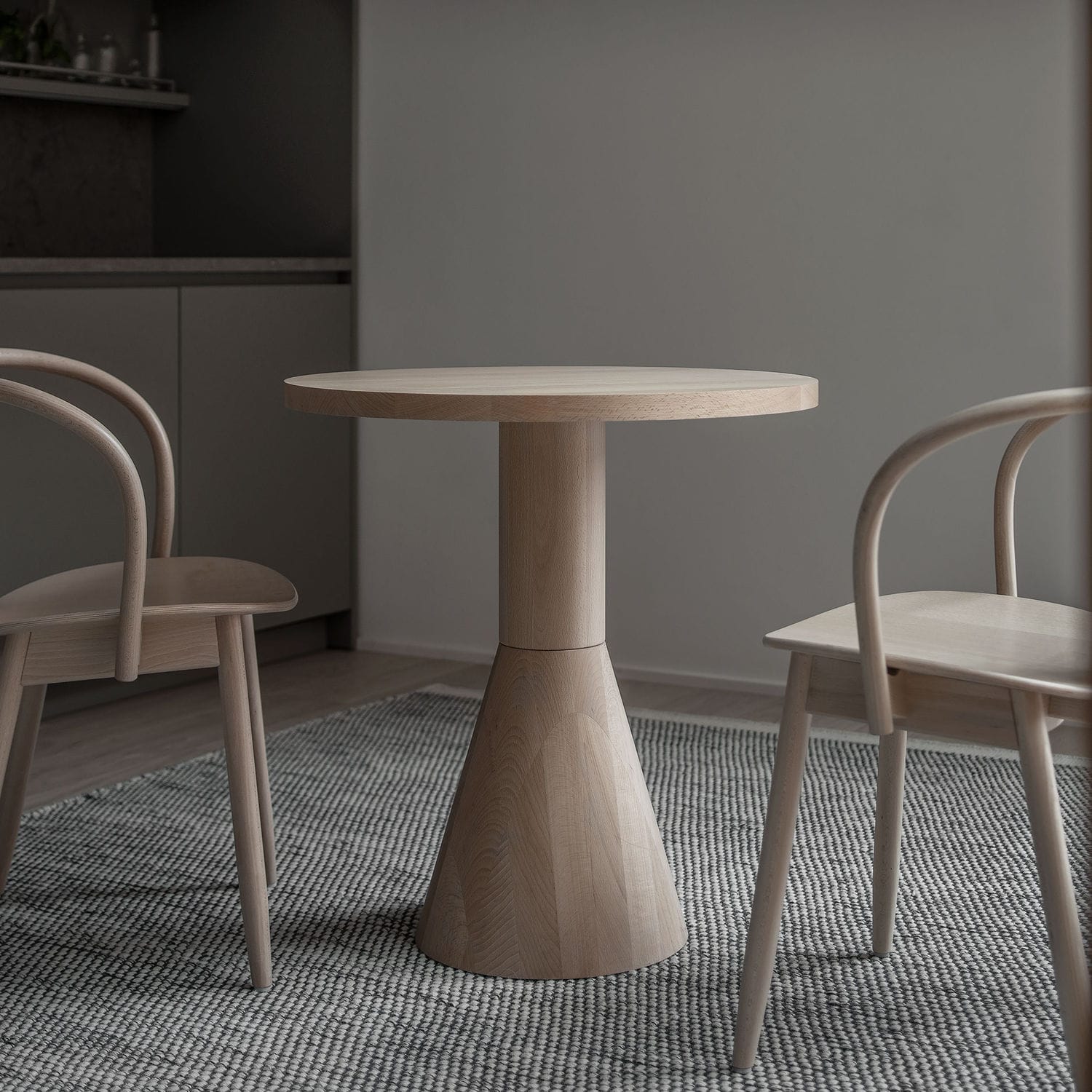 Contemporary dining table - DRAFT - Massproductions - ash / beech / round