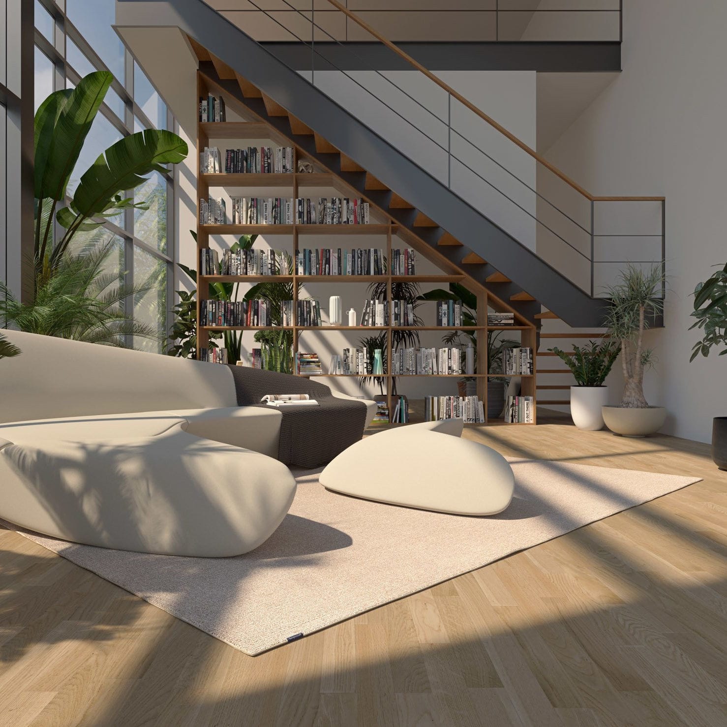 Contemporary rug - REVVIND - Kymo - plain / nylon / wool