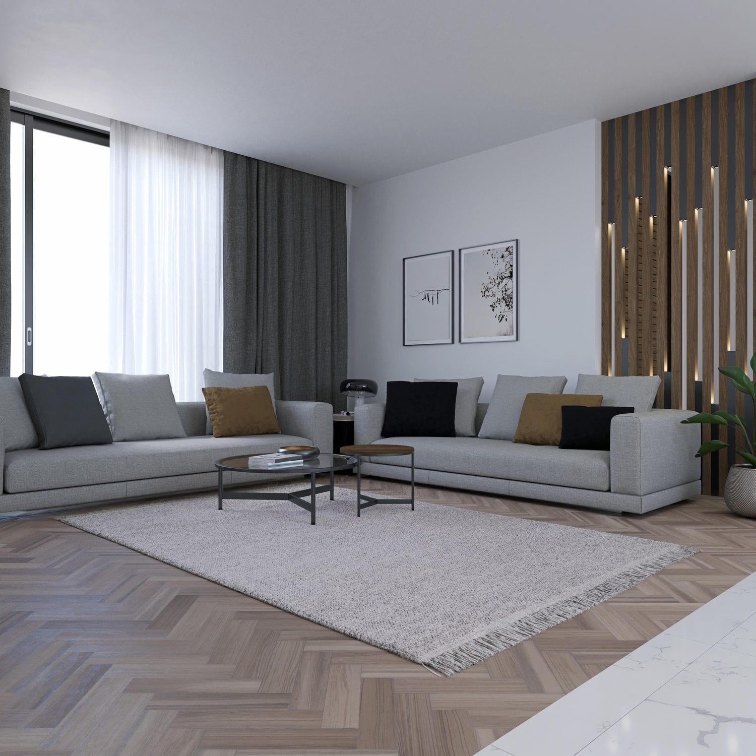 Contemporary rug - TWEED - Kymo - plain / wool / square