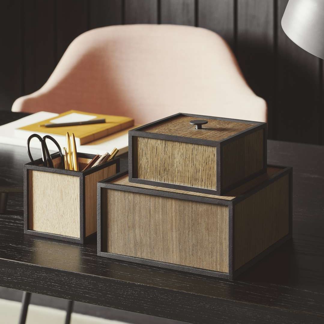 Oak storage box - FRAME 20 - by Lassen - ash / metal / melamine