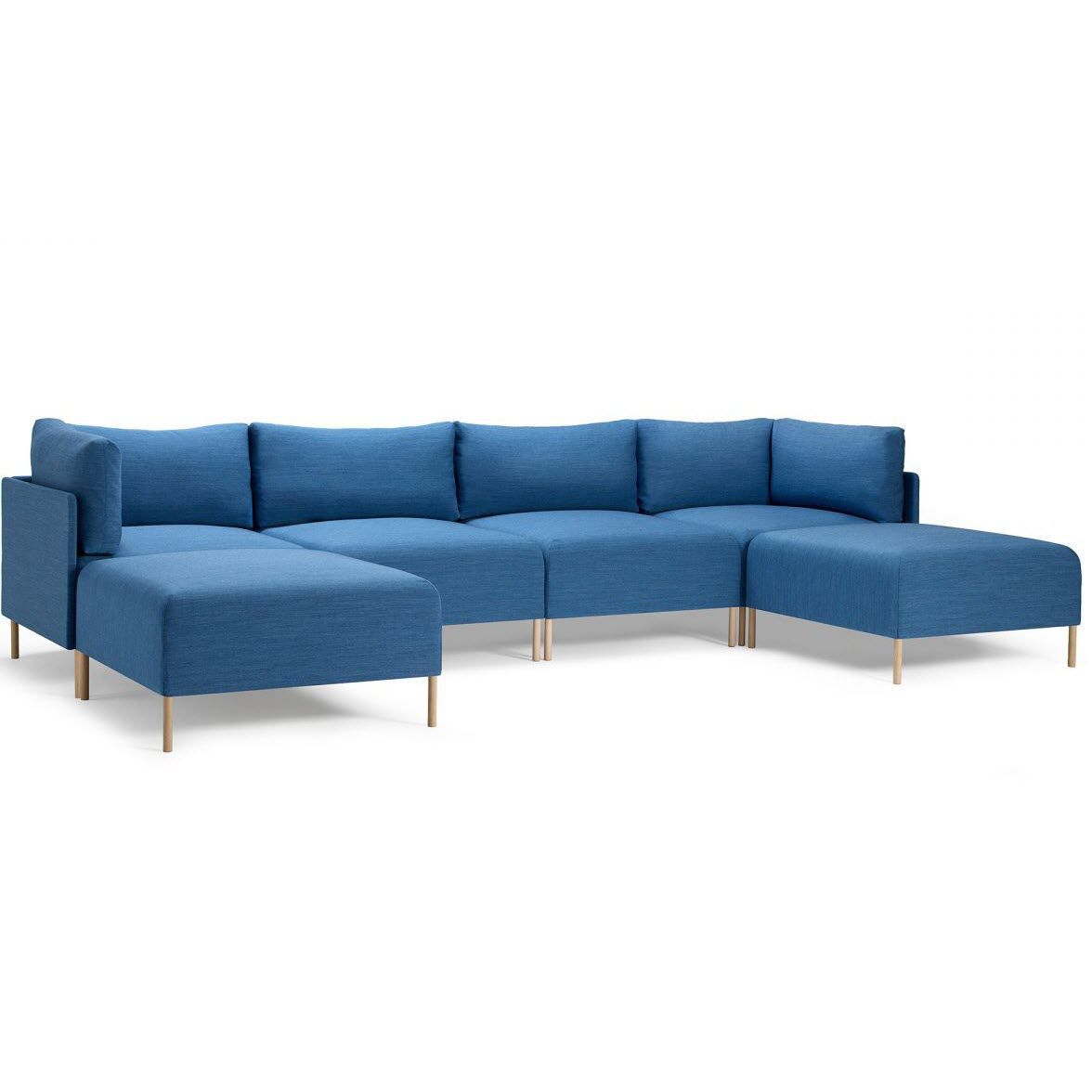 Modular sofa - BLOCKS - OFFECCT - blue / fabric / leather
