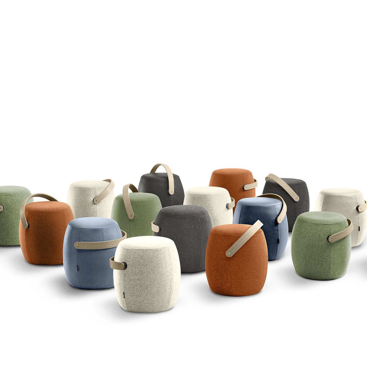 Contemporary stool - CARRY ON - OFFECCT - leather / wooden base ...