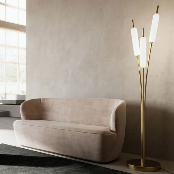 Floor-standing lamp - Typha - IL FANALE - brass / glass / contemporary