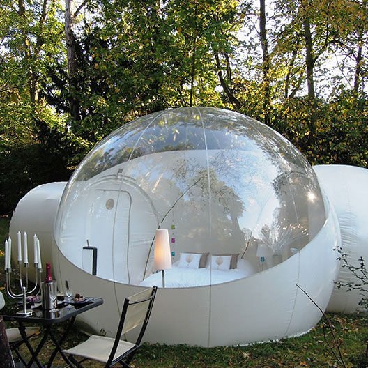 Oval bubble tent - BUBBLESUITE - BUBBLETREE - PVC / wooden / white