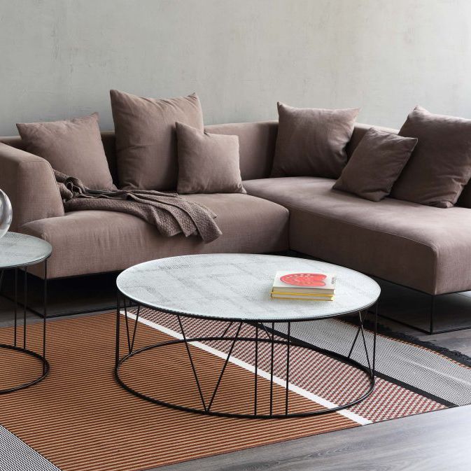 Contemporary coffee table - ROMA - ZEUS - sandblasted glass / copper ...