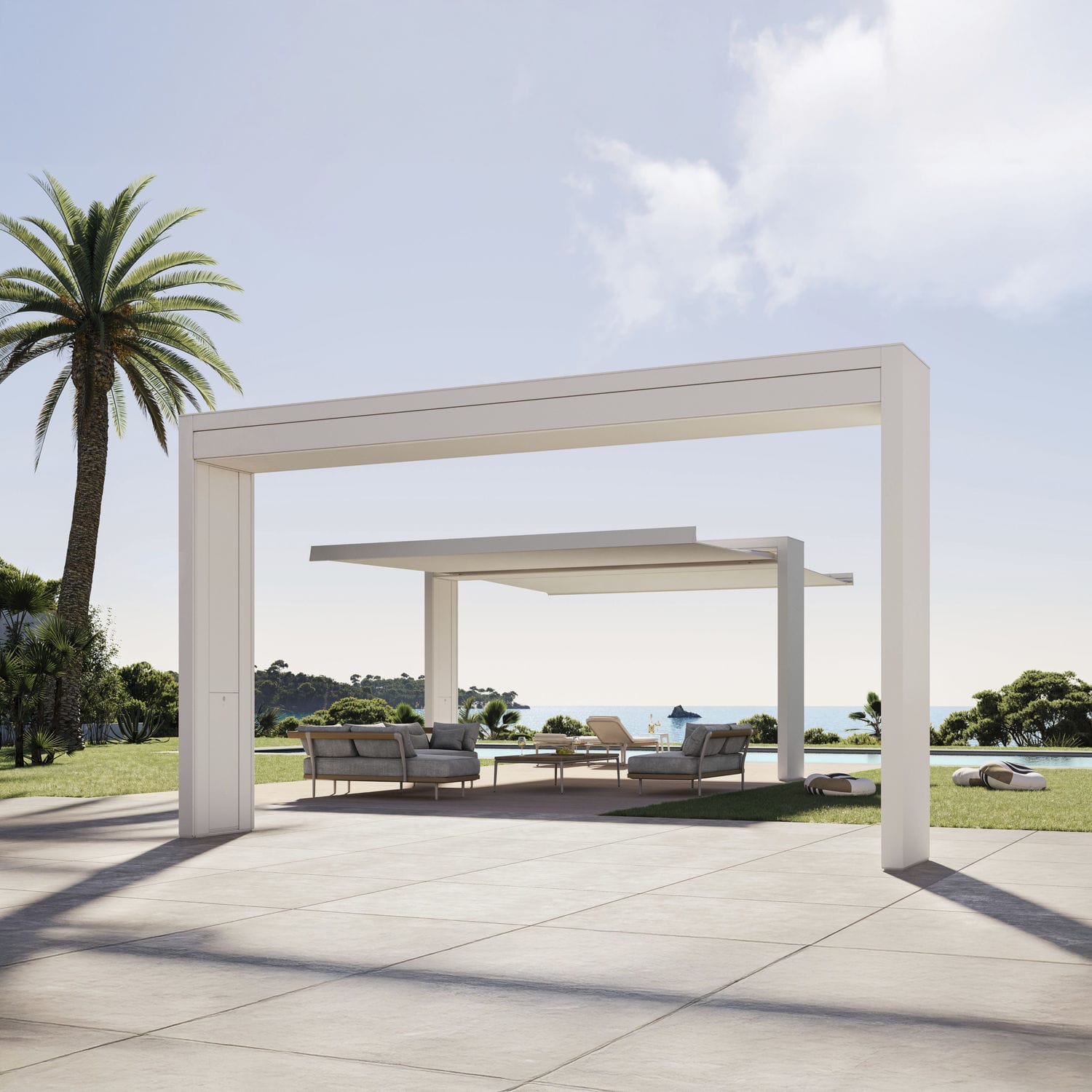 Free-standing awning - GATE SHADE - UNOSIDER - retractable / with post ...