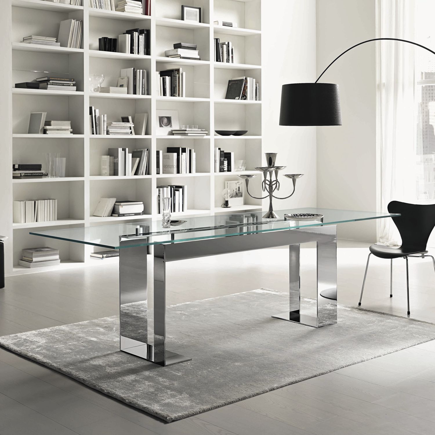 Contemporary table - MILES - TONELLI Design - chromed metal / chromed ...