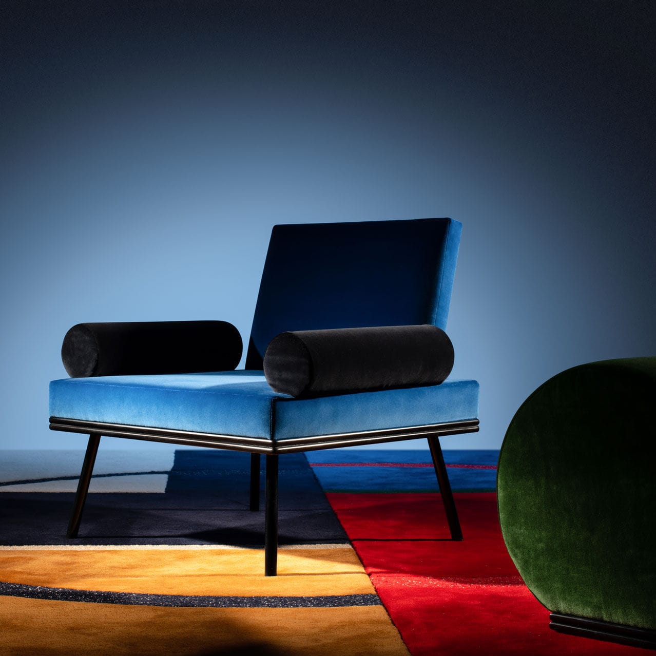 Contemporary armchair - RUE DU MAIL - LELIEVRE - velvet / ash ...