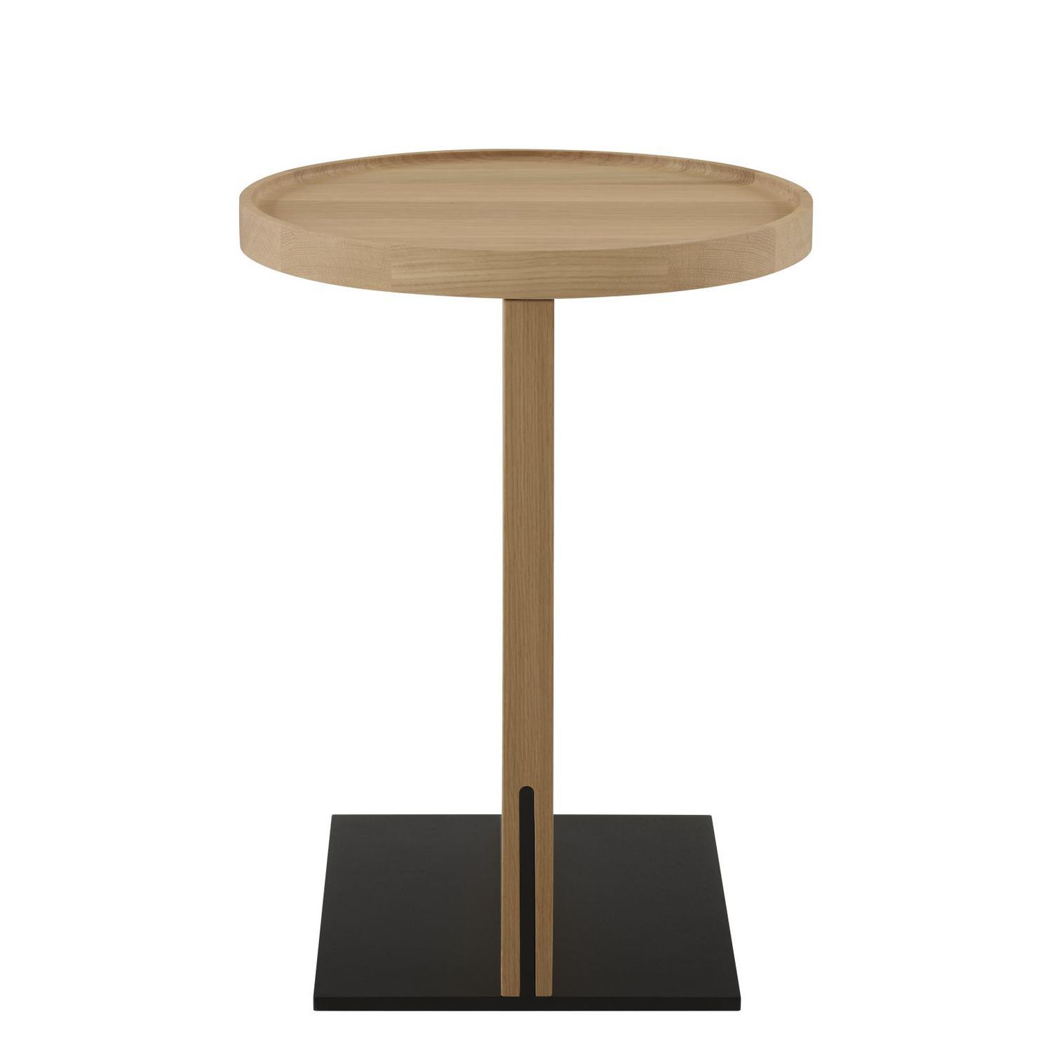 Contemporary side table - KARUMA - CINNA - oak / oak base / round