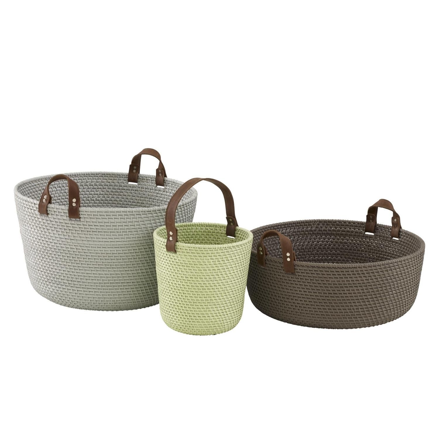 Leather storage basket - CHARMOTTE - CINNA - rattan