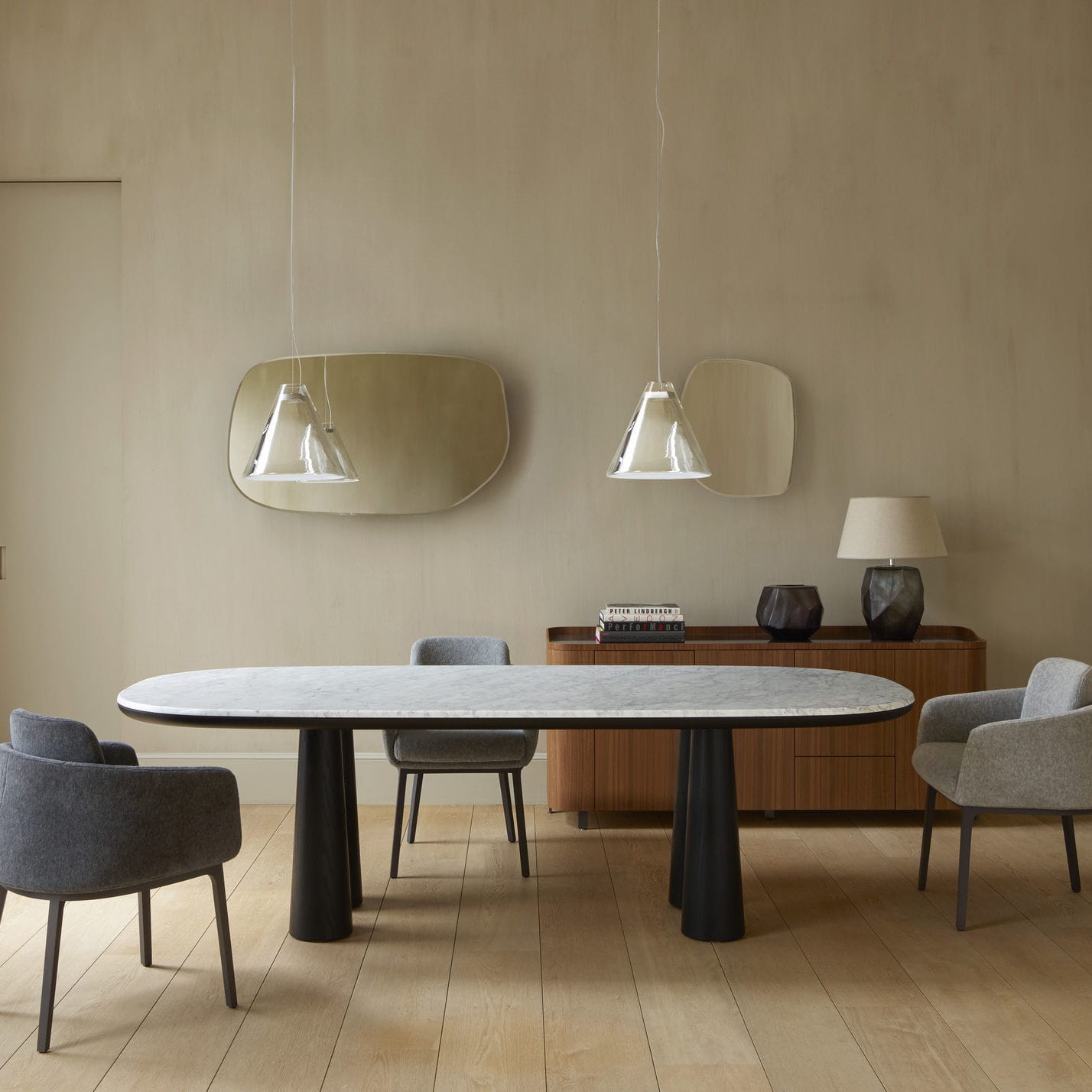 Contemporary table - HASHIRA - CINNA - wooden / wood / marble