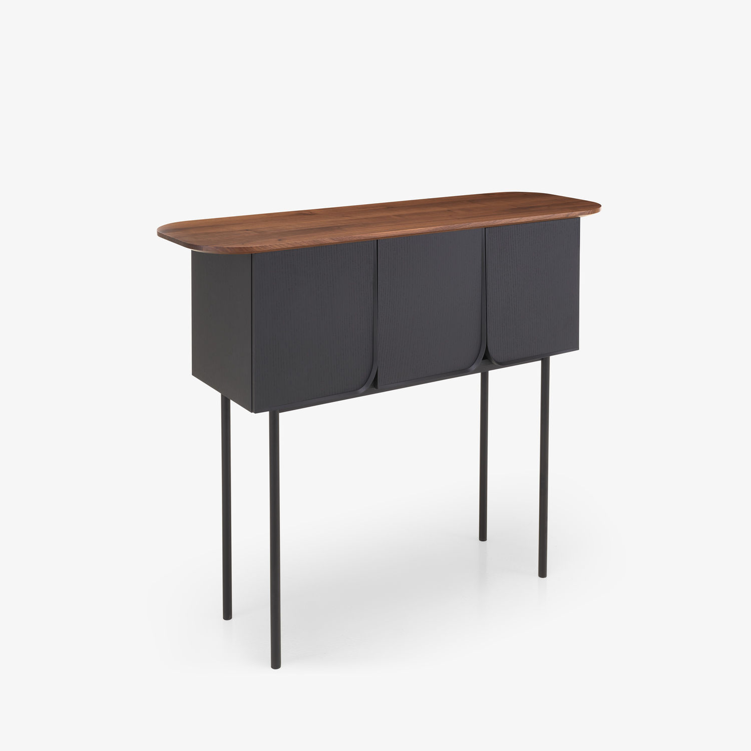 High sideboard - AUBE - CINNA - with long legs / contemporary / walnut