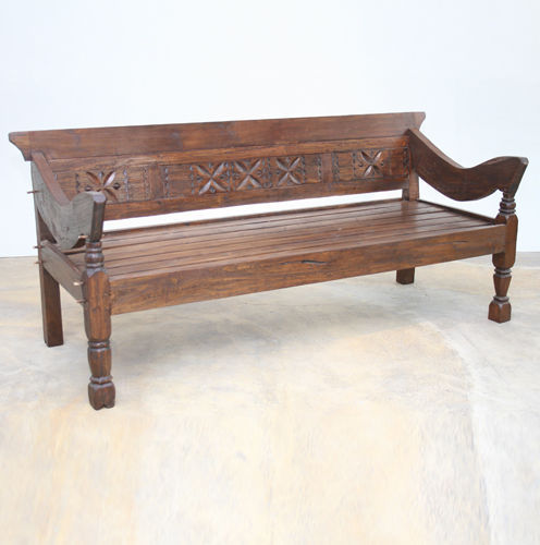 Traditional bench - JAVA : I/7229 - WARISAN - wooden / with backrest ...