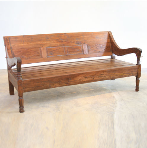 Traditional bench - JAVA : I/7097 - WARISAN - wooden / with backrest ...