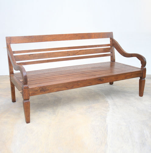 Traditional bench - JAVA : I/5912 - WARISAN - wooden / with backrest ...