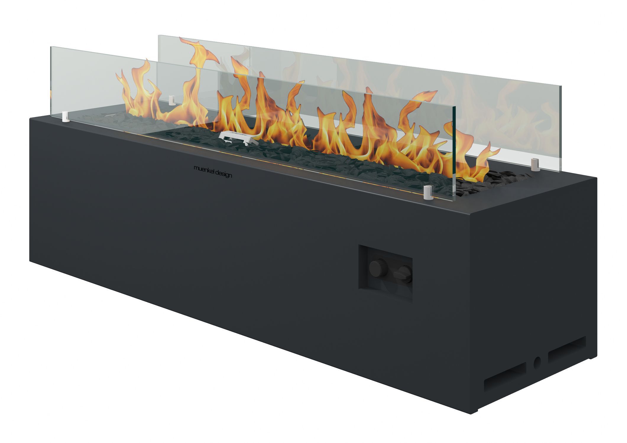 Open gas hearth - SPIRIT - muenkel design - central / aluminum