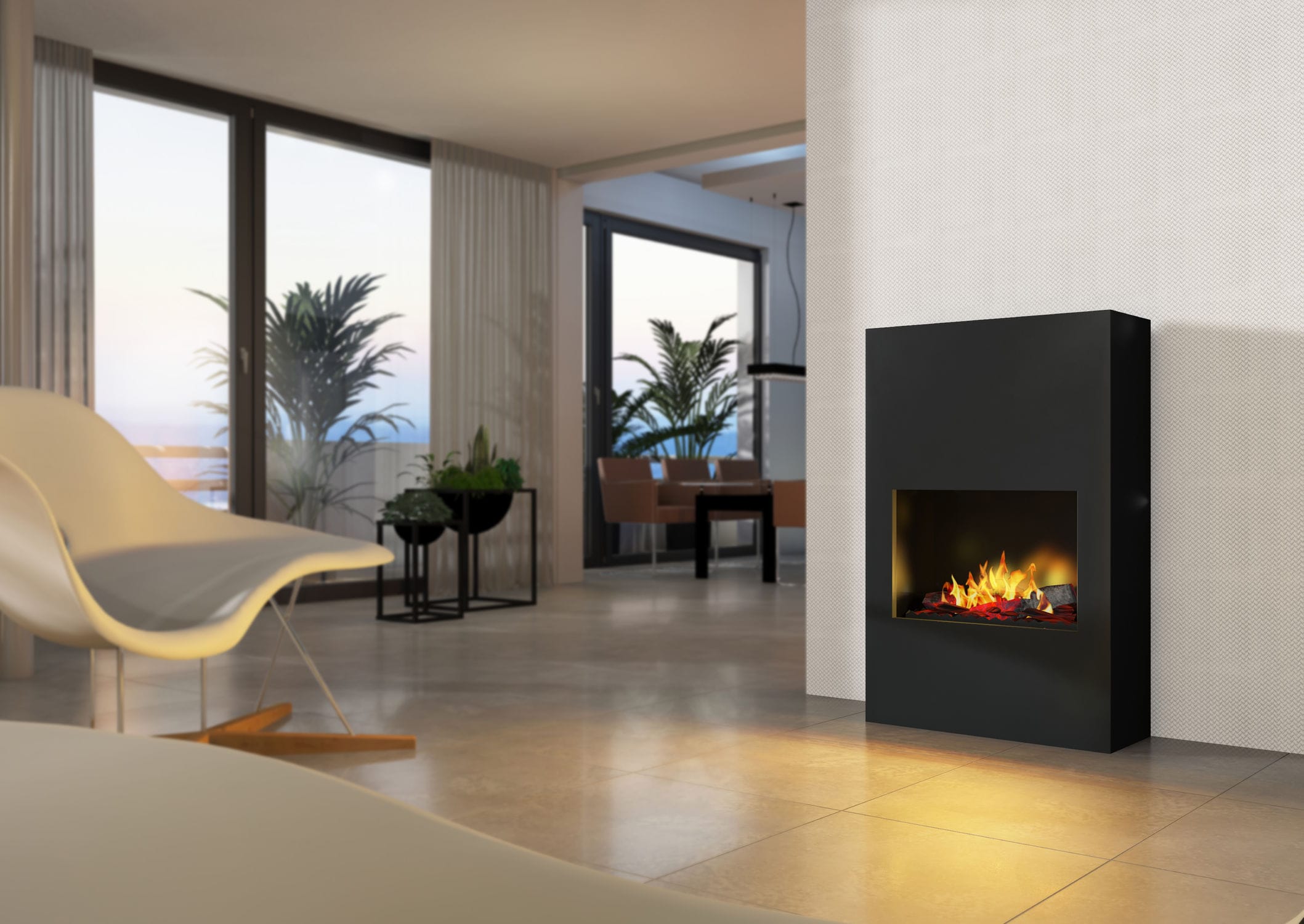 Electric fireplace - BERGAMO TORRETTA - muenkel design - floor-mounted ...