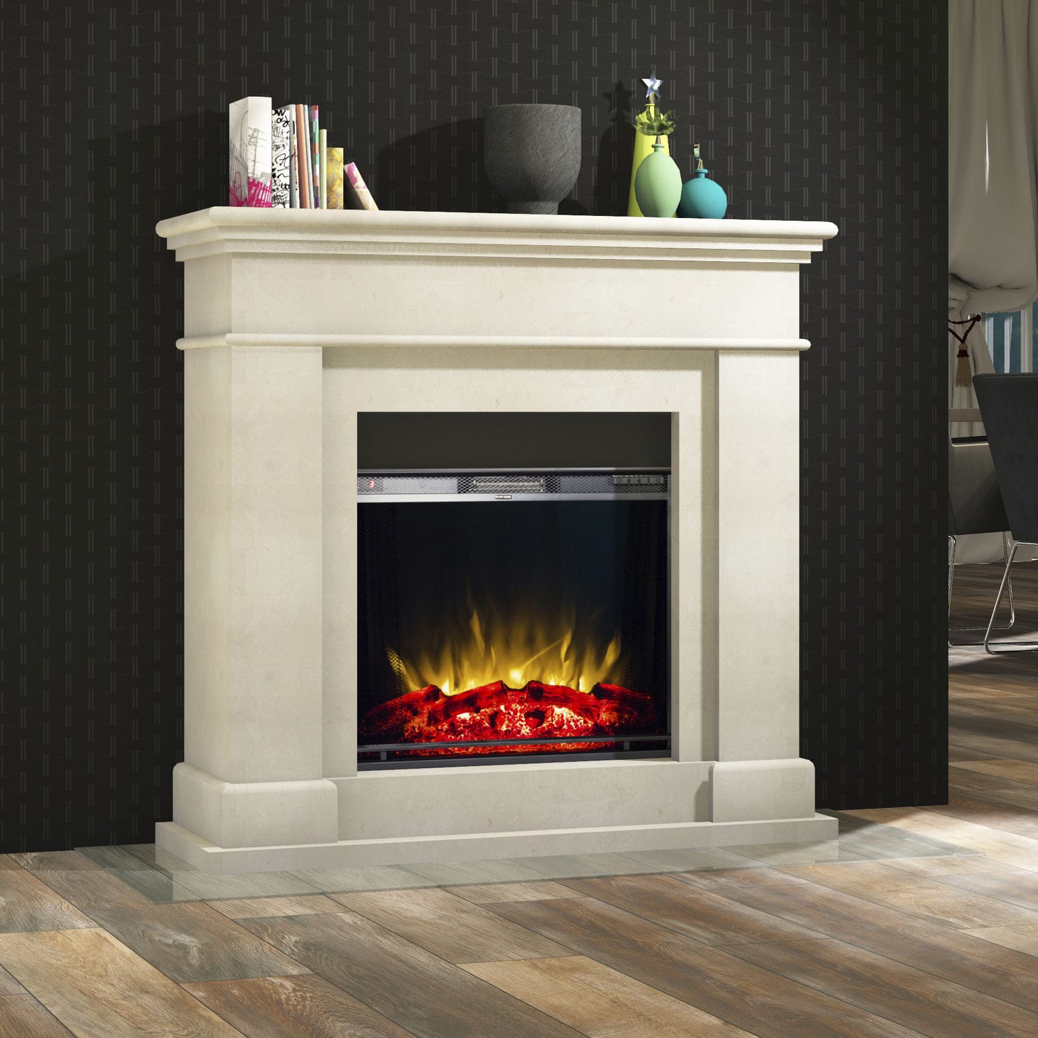 Electric fireplace - ROMA CLASSICO - muenkel design - free-standing ...