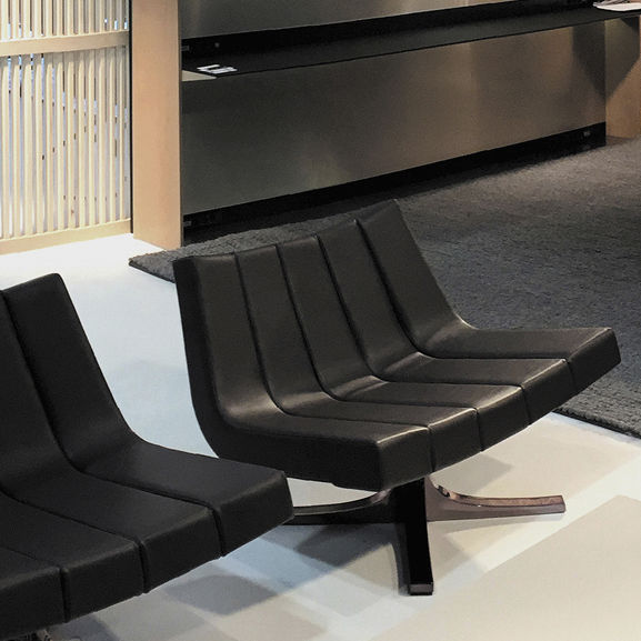 Contemporary fireside chair - GRANADA - JMM - leather / metal / commercial