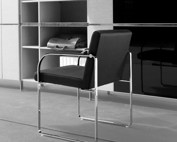 Contemporary chair - LLOYD - JMM - indoor / leather / metal base