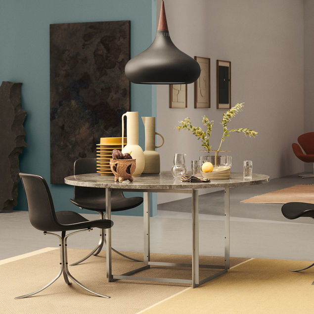 Contemporary dining table - PK54™ - Fritz Hansen - marble / granite ...
