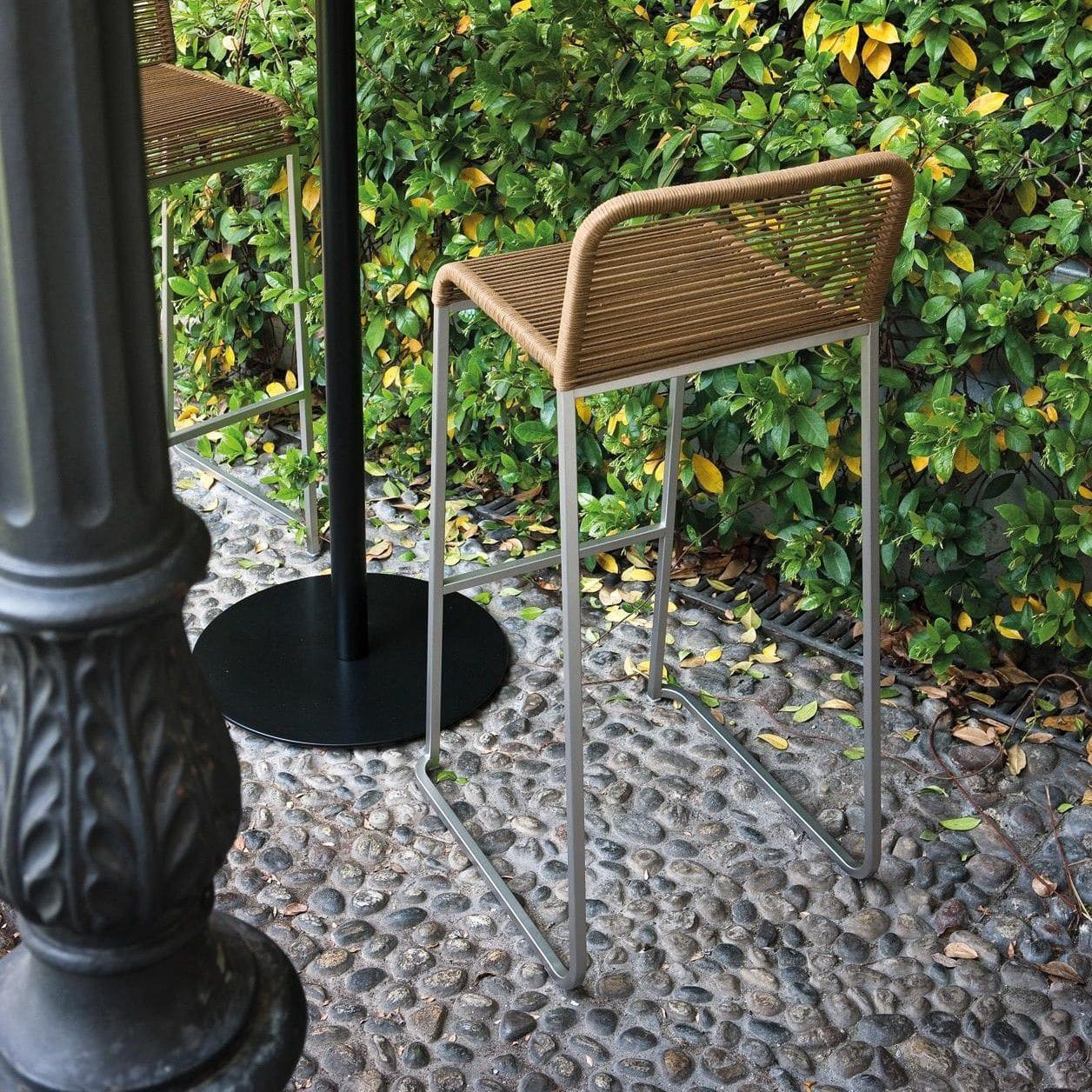 Contemporary bar chair - ARIA - Lapalma - outdoor / metal / rope