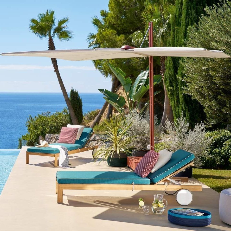 Contemporary sun lounger - Lie Out - Cassina - fabric / teak ...