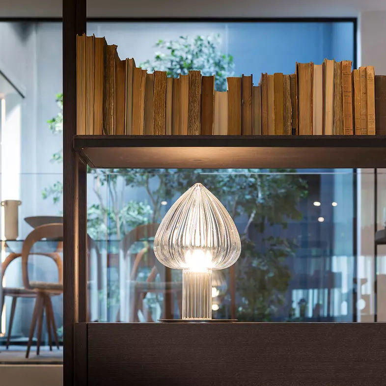 Table lamp - Lilium - ALBUM - brass / titanium / blown glass