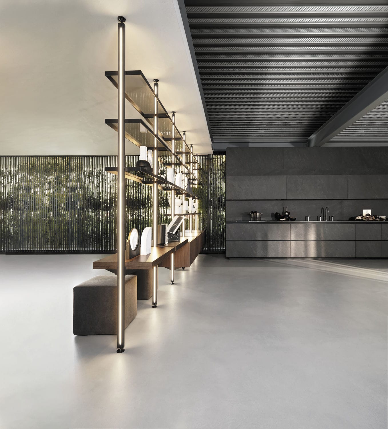 Free-standing bookcase - TOTEM - Euromobil spa - floor-to-ceiling ...