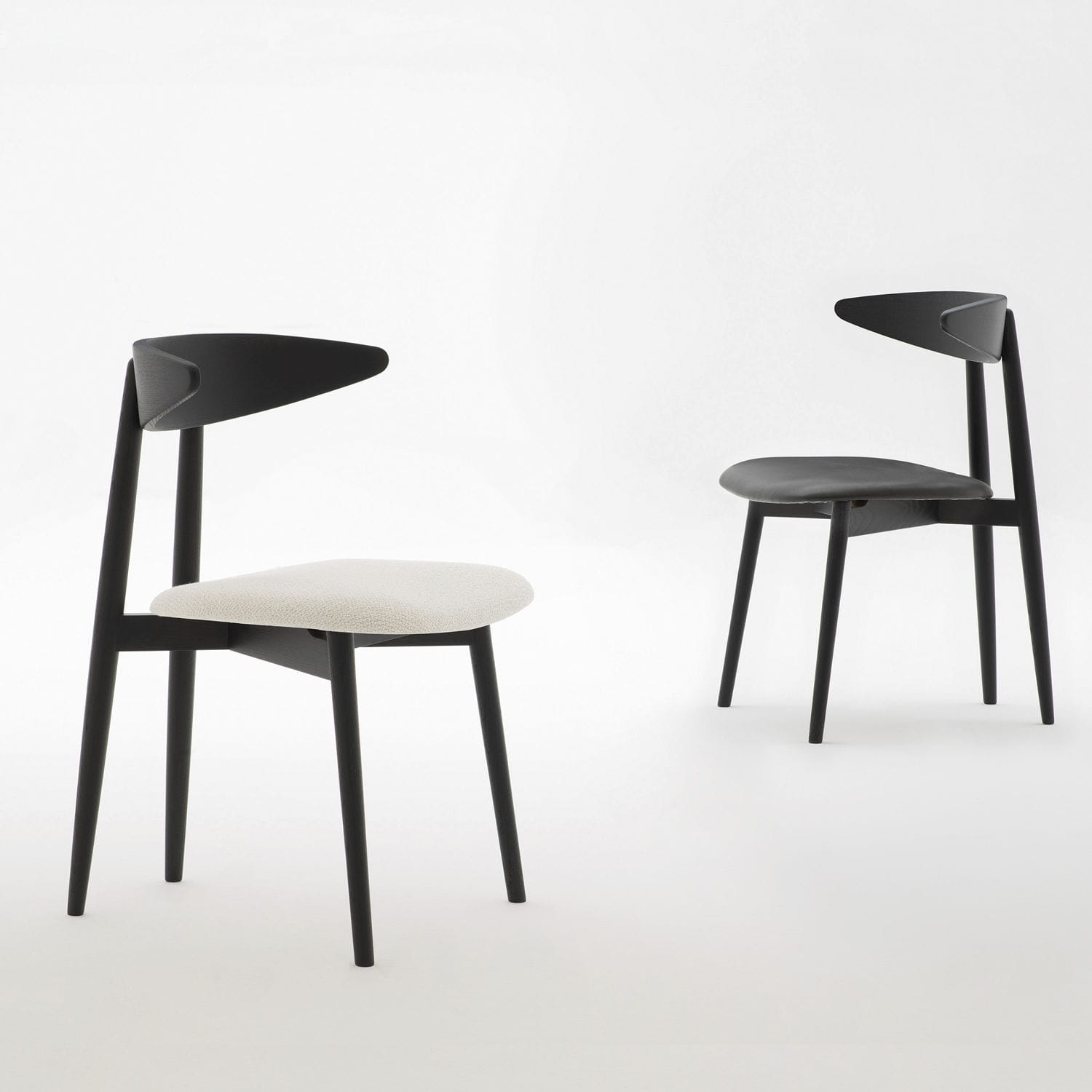 Contemporary chair - TÈ - désirée divani - leather / fabric / ash base